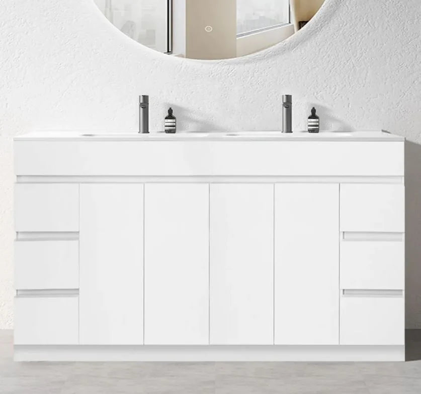 PLYWOOD 1800 WHITE VANITY FLOORSTANDING WITH POLYMARBLE TOP – Bathroom ...