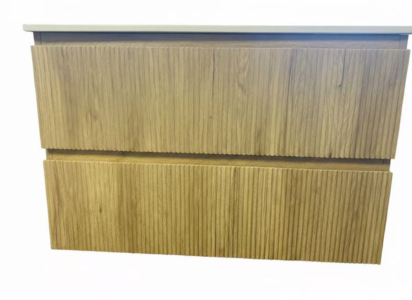 PLYWOOD 750 WALNUT FLUTED WALL HUNG VANITY WITH CERAMIC TOP – Bathroom ...