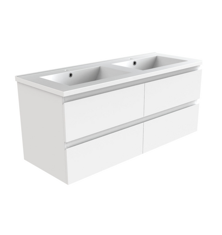 PLY-NELSON 1800 WHITEGLOSS WALL HUNG/ DOUBLE BOWL WITH POLYMARBLE TOP ...